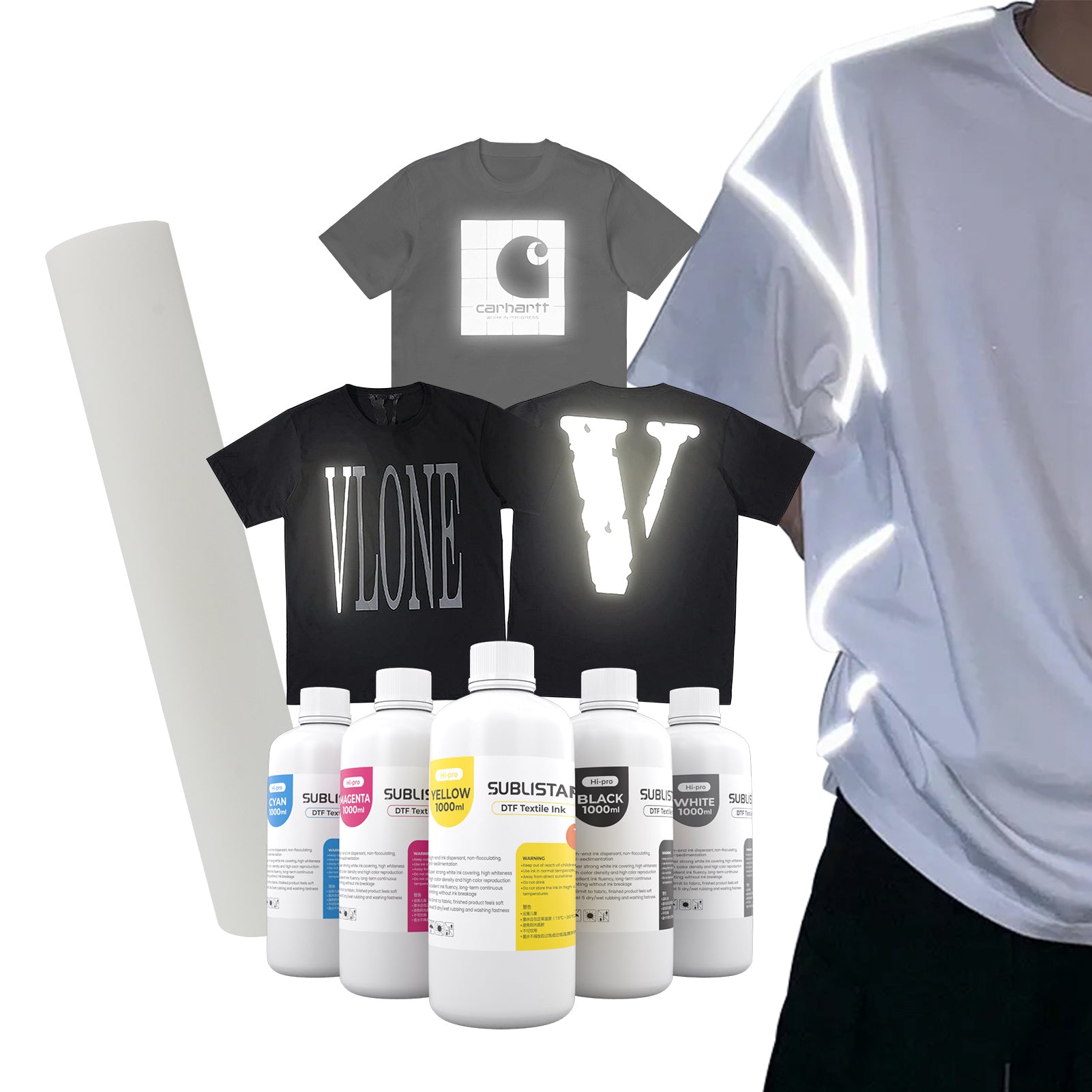 Hi-Pro DTF Ink +High Gloss Reflective Silver Film for T-shirt Printing – Sublistar