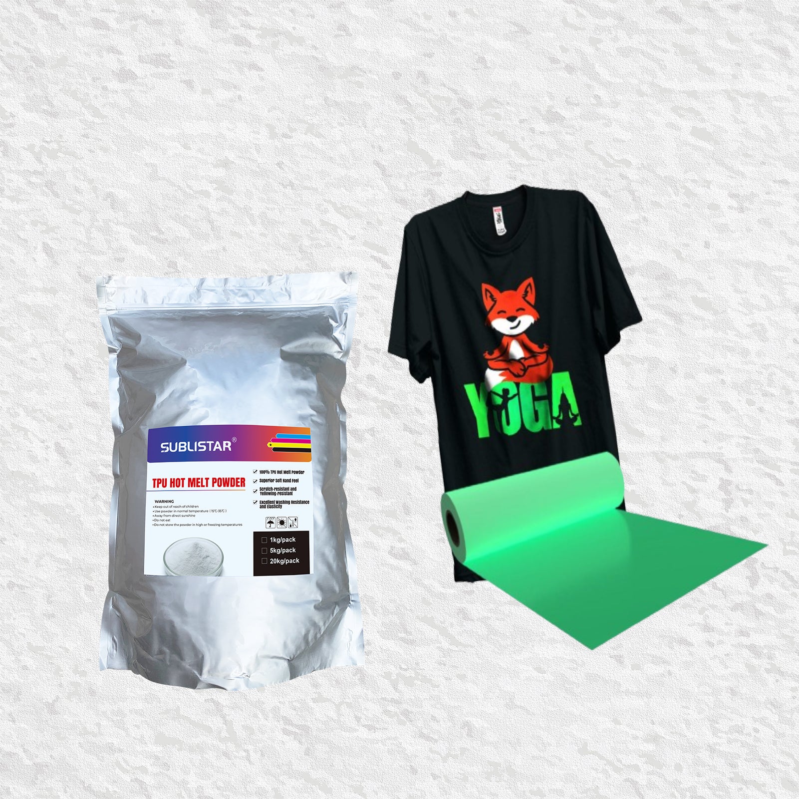 DTF Hot Melt Powder 1kg-Luminous DTF Transfer Film 30cm*20m for T-Shir ...