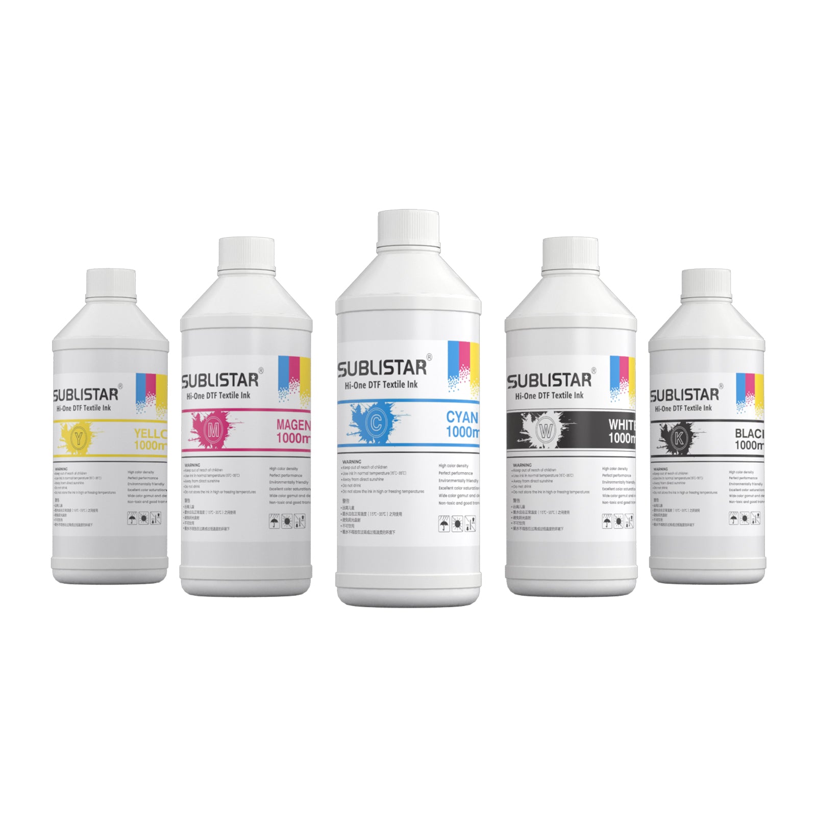 Hi-One DTF Printing Ink Combo Pack(1000ml x 6，C M Y BK + 2*W),DTF Tran ...