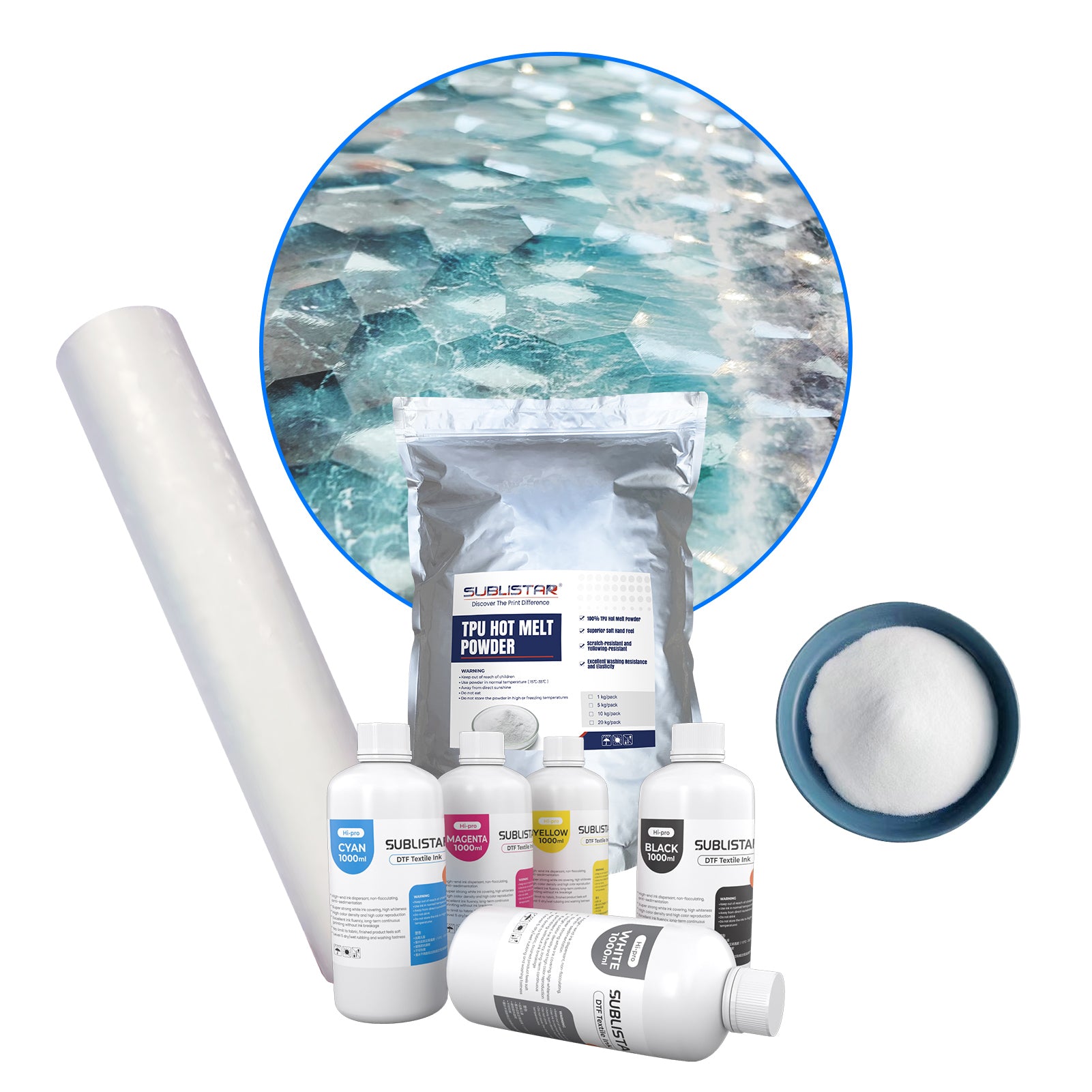DTF Powder-DTF Pro Ink＋Water Ripples Effect DTF Film for T-Shirt,Gifts ...