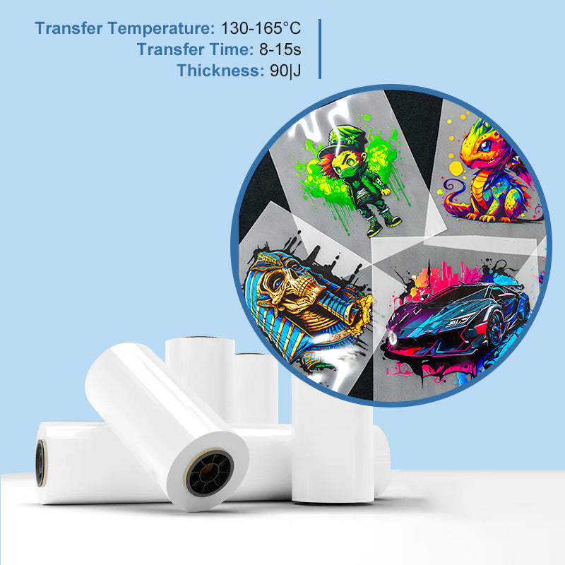 Cold/Hot-Peel DTF Transfer Film Roll, Single-sided Matte Glossy DTF Fi ...